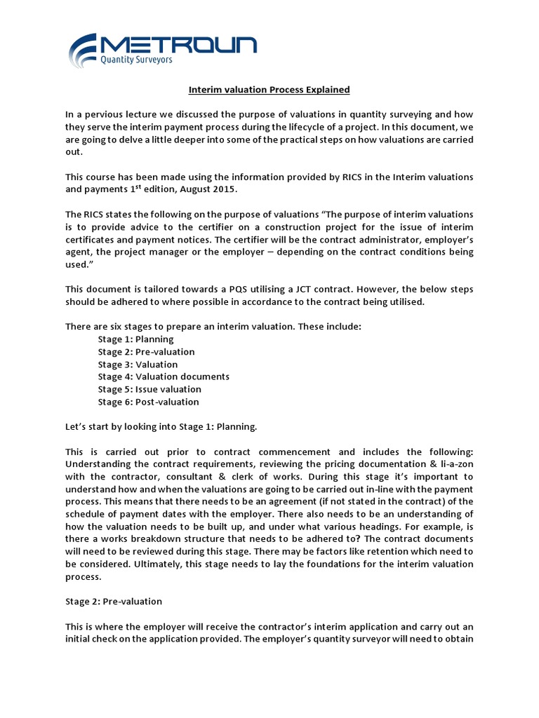 Interim Valuation Process Explained Pdf Real Estate Appraisal 6318