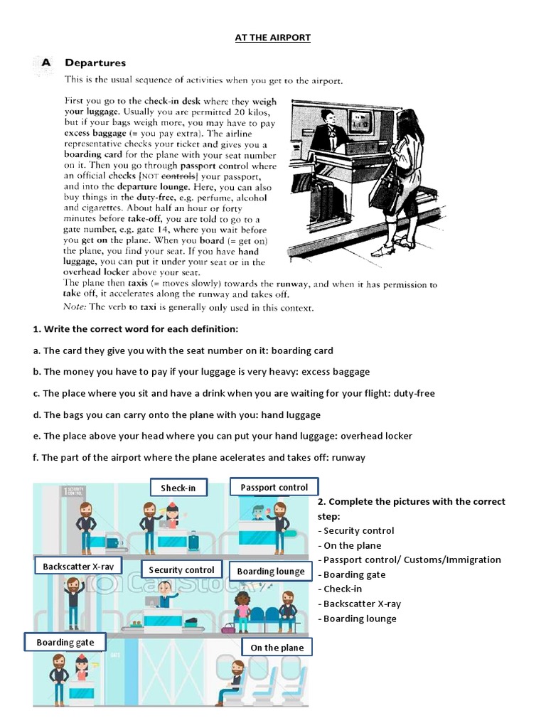 Airport Activities Vocabulary | PDF | Baggage | Transport