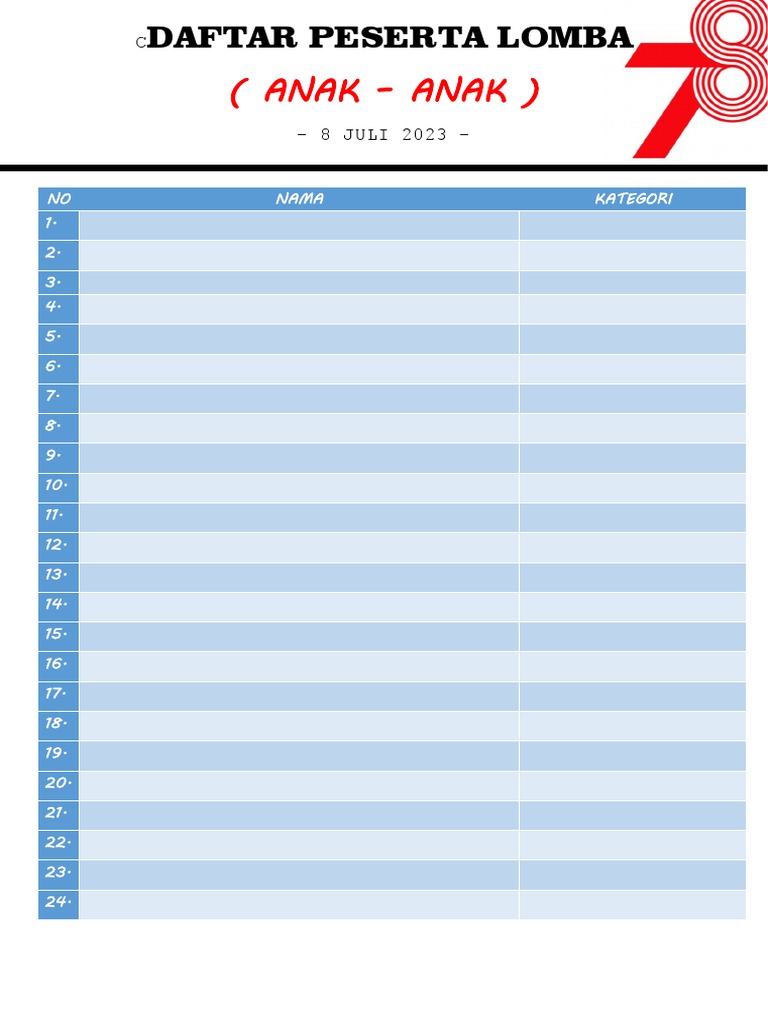 Daftar Lomba (Bapak Ibu Anak) | PDF