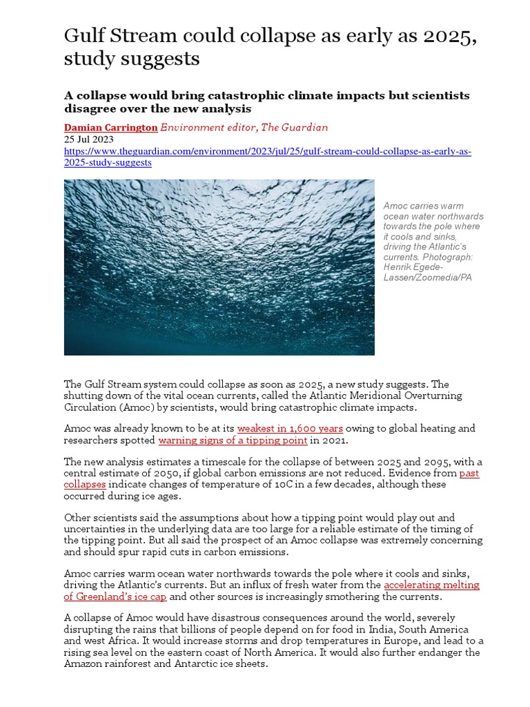 Gulf Stream Could Collapse As Early As 2025 | PDF | Natural Environment ...