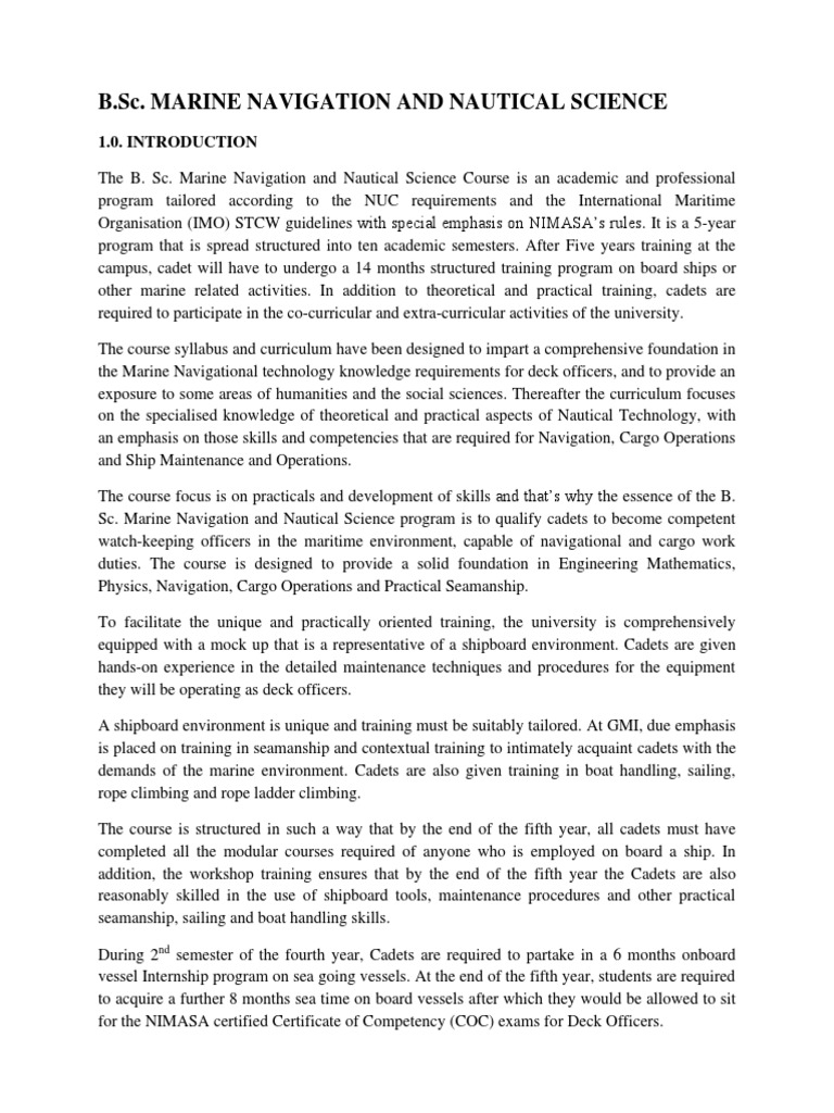 Marine Navigation B.Sc. Program | PDF | Technology & Engineering