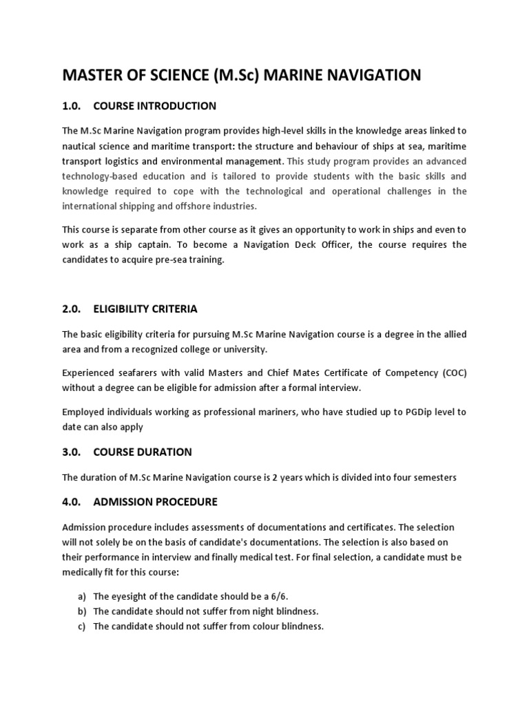 Arr Master of Science Marine Navigation | PDF | Navigation | Ships