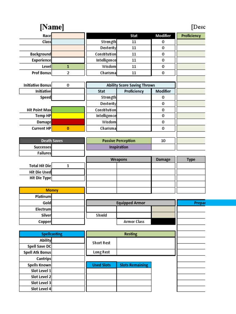 5E Character Spreadsheet | Download Free PDF | Supernatural