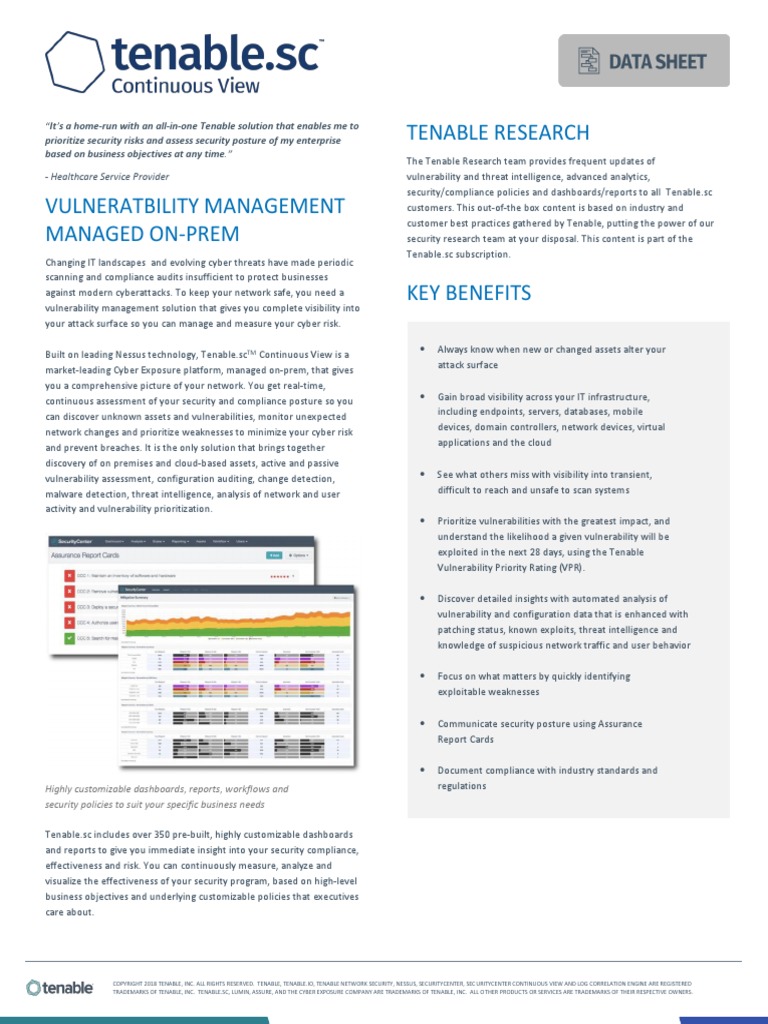 Data Sheet - Tenable - SC Continuous View | PDF | Vulnerability ...