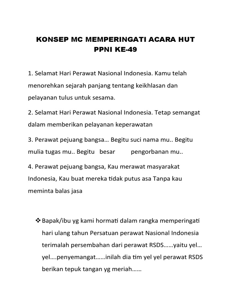 Peringatan HUT PPNI ke-49: Acara dan Persembahan | PDF