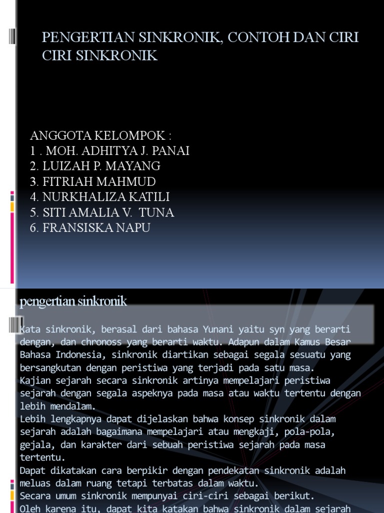Pengertian Sinkronik, Contoh Dan Ciri Ciri Sinkronik | PDF