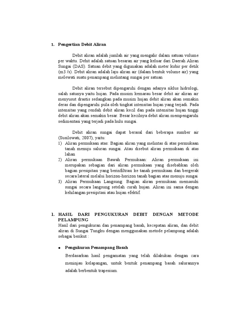Pengertian Debit Aliran | PDF