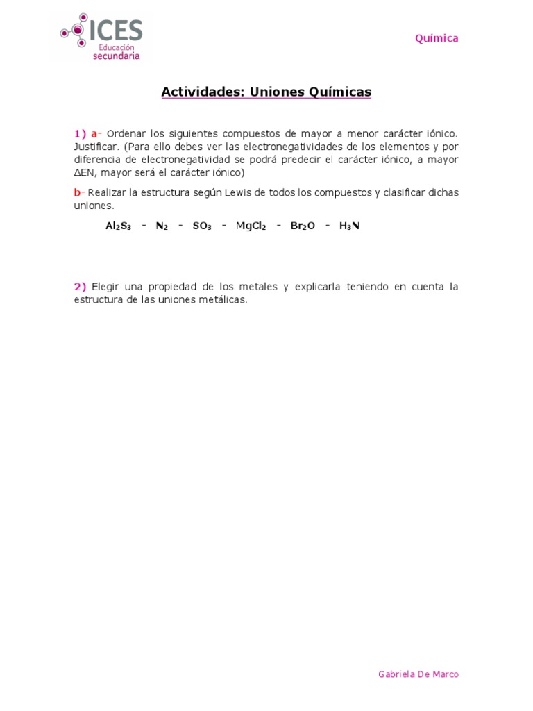 Actividades sobre Estructura de Lewis en Al2S3 | PDF