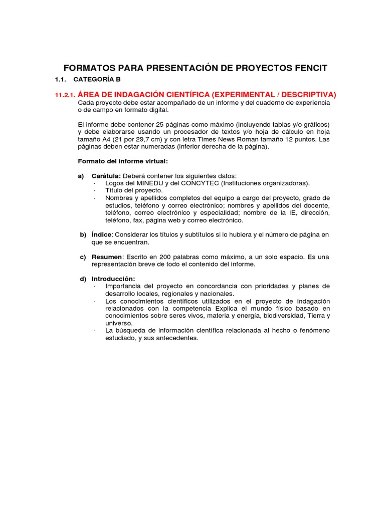 Formatos para Proyectos FENCIT | PDF | Investigación cuantitativa ...