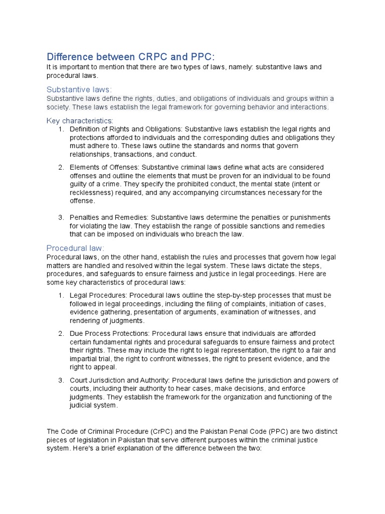 CRPC vs PPC: Key Legal Differences | PDF | Bail | Crimes
