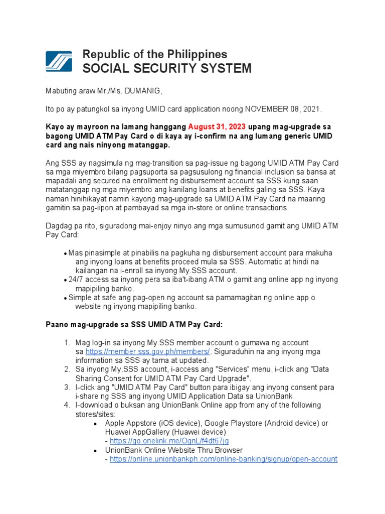 Republic of The Philippines Social Security Service | PDF