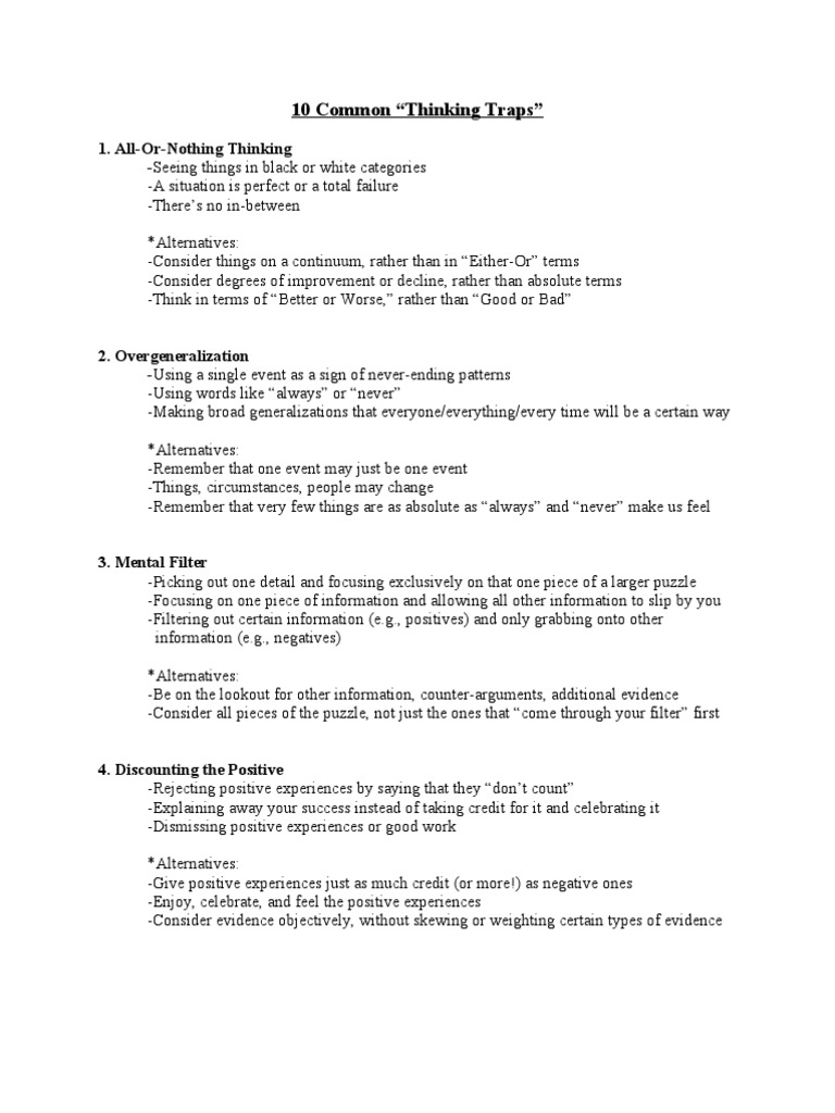 10 Common Thinking Traps | PDF | Thought | Metaphysics Of Mind