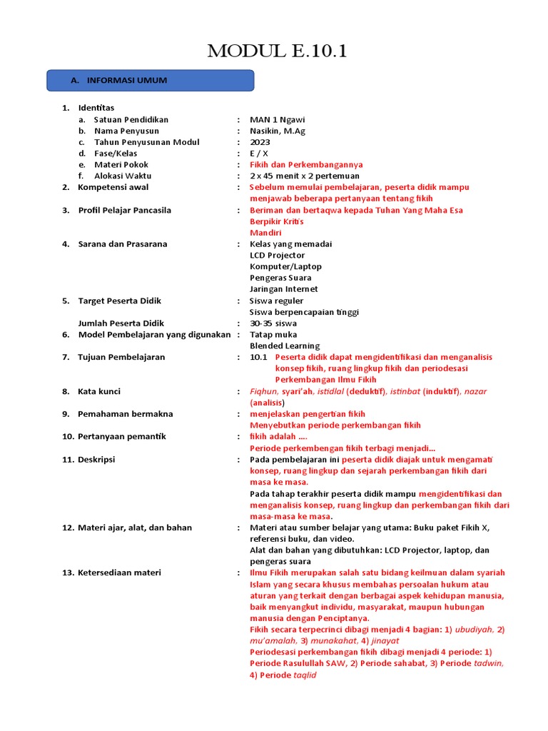 Modul Ajar Fikih X | PDF