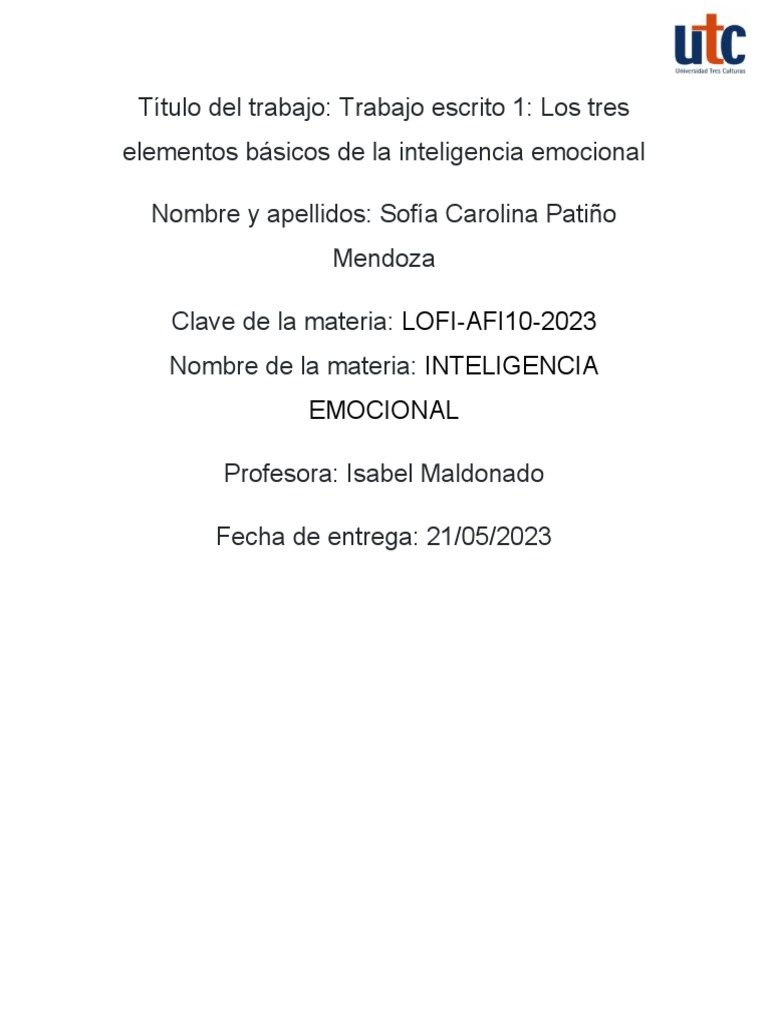 LOFI-AFI10-2023 - S2 - T1 - Sofia Patiño | PDF | Las emociones | Empatía