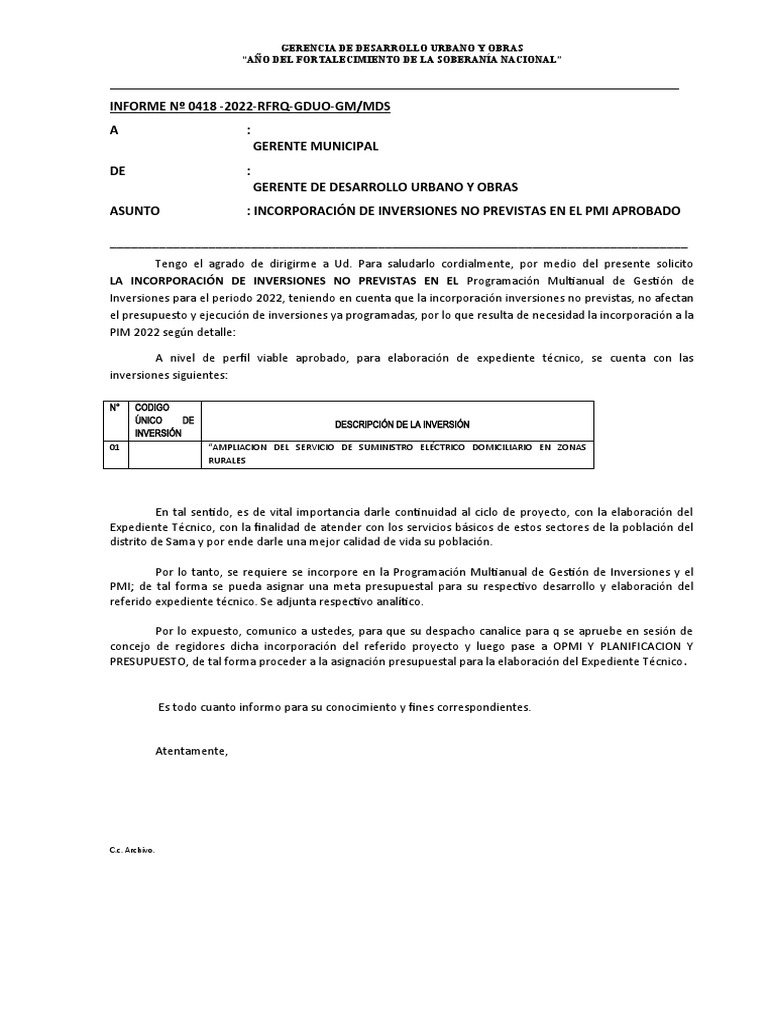 Incorporación de Inversiones al PMI 2022 | PDF