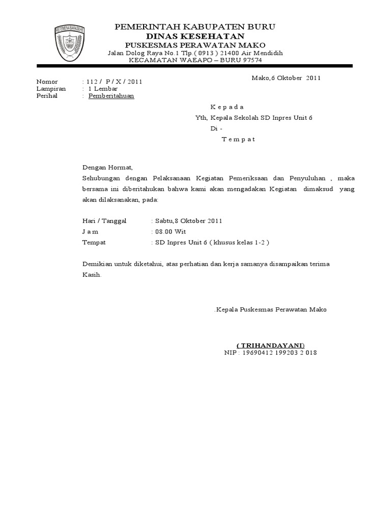 Example Surat Pemberitahuan | PDF