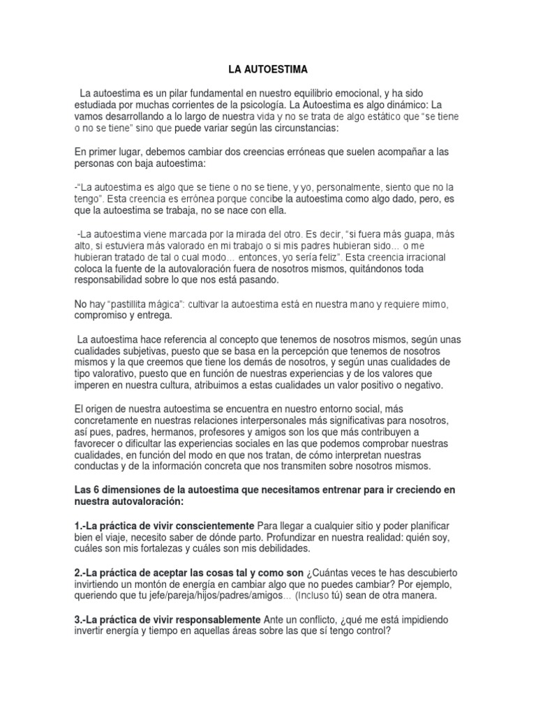 Ejercicios para Mejorar la Autoestima | PDF | Autoestima | Sicología