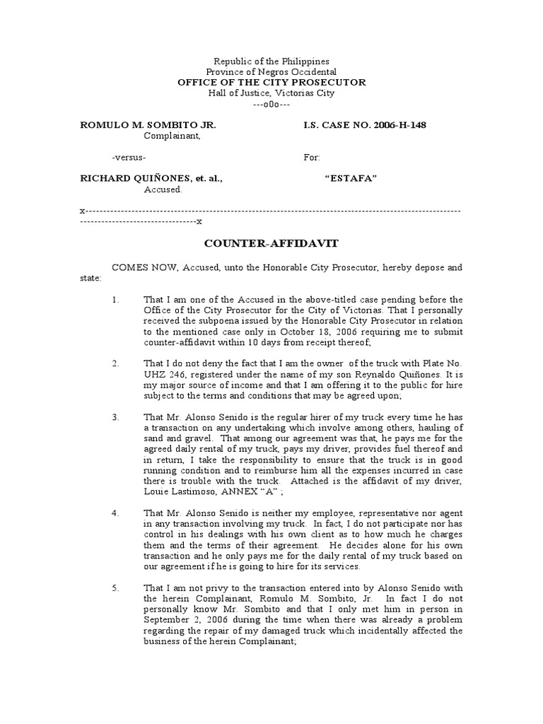 Counter Affidavit | PDF | Affidavit | Common Law Counter Affidavit | PDF | Affidavit | Common Law