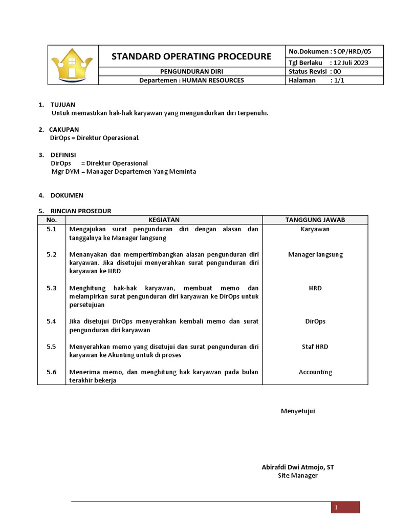 Prosedur Pengunduran Diri Karyawan | PDF | Karier & Perkembangan