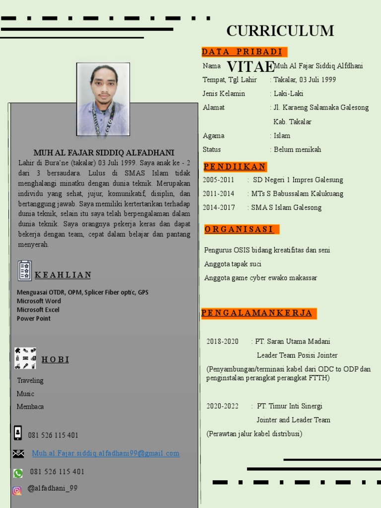 CV Muh Al Fajar Siddiq Alfadhani | PDF