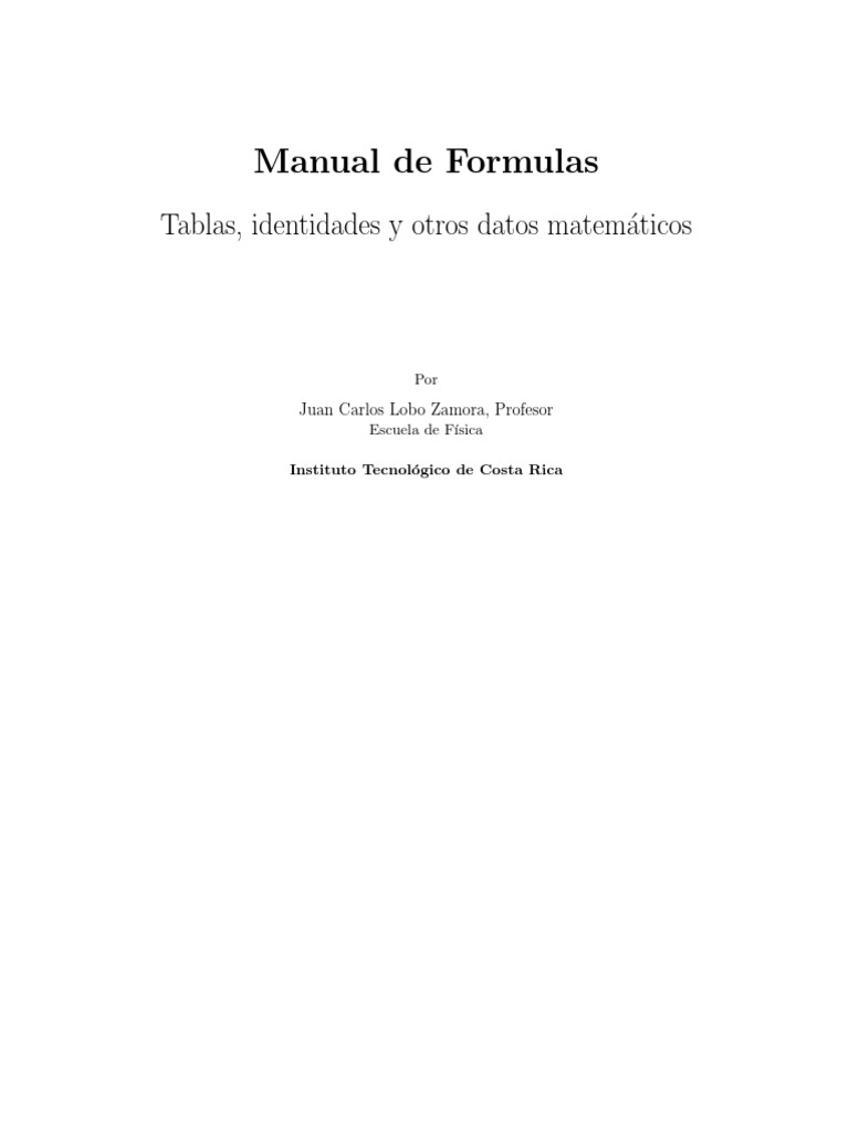 Manual de Formulas Matemáticas | PDF | Electronvoltio | Funciones ...