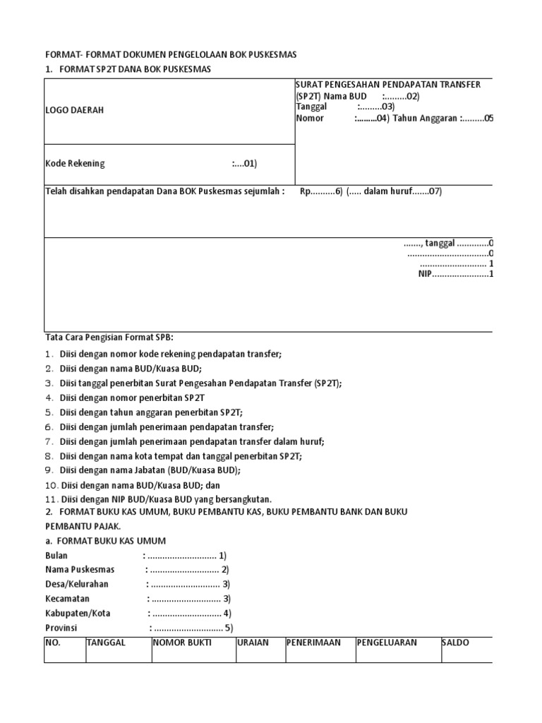 Format-Format Laporan BOK - Draft RPMD | PDF