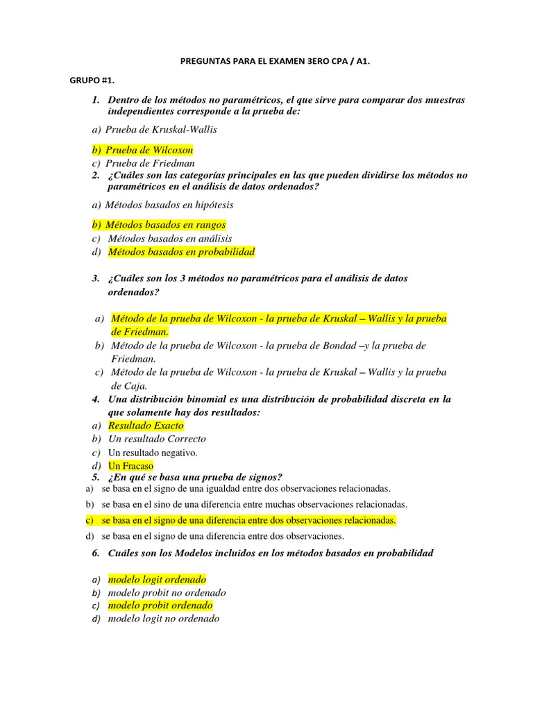Preguntas para Examen Estadistica 3ero Cpa A1 | Descargar gratis PDF | Distribución Cuadrada Chi ...
