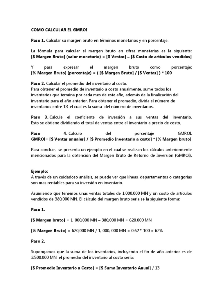 Como Calcular El Gmroi | PDF
