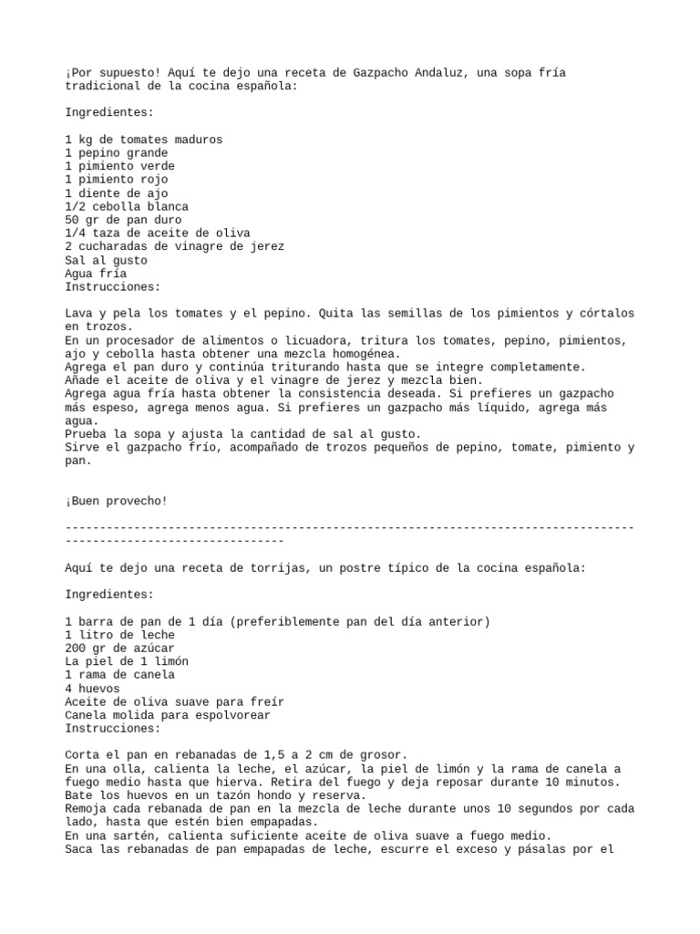 Recetas IA | PDF | Preparación de comida y bebida | Cocina europea