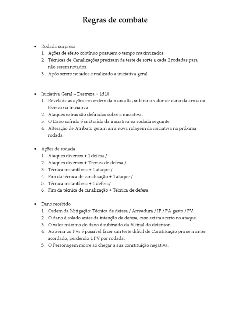 Regras de Combate | PDF