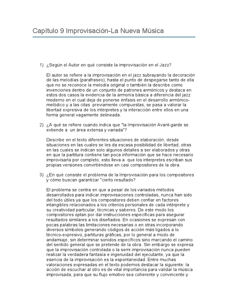 Improvisación | PDF | Partituras | Improvisación