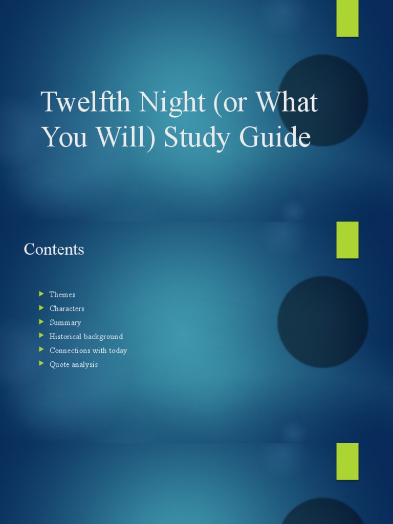 Twelfth Night Study Guide Overview | PDF | Twelfth Night