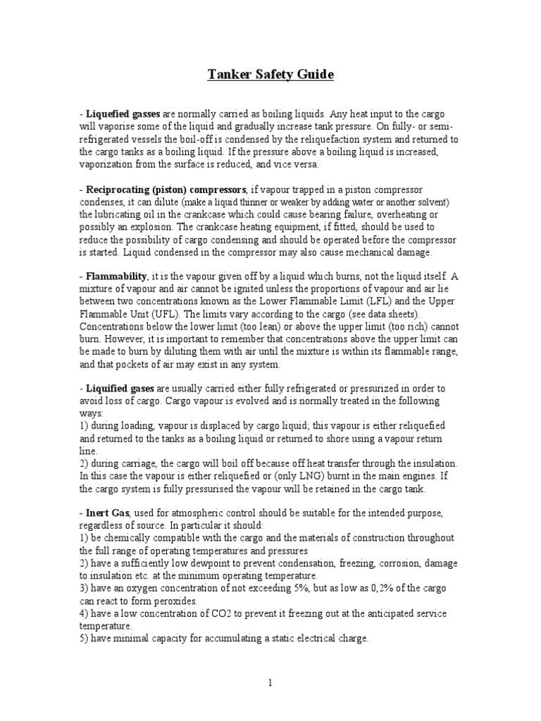 Tanker Safety Guide | PDF | Heat | Heat Exchanger