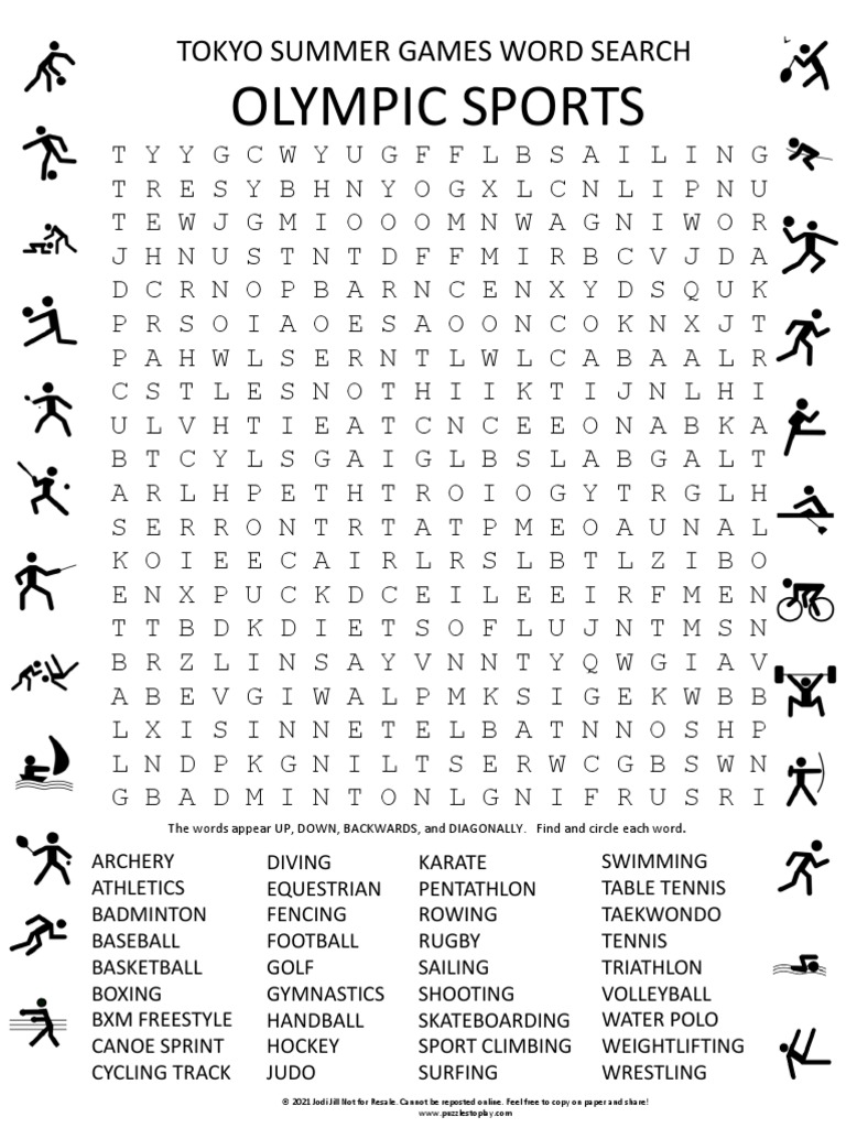 Summer Games Olympic Sports Word Search File | PDF | Summer Olympic ...