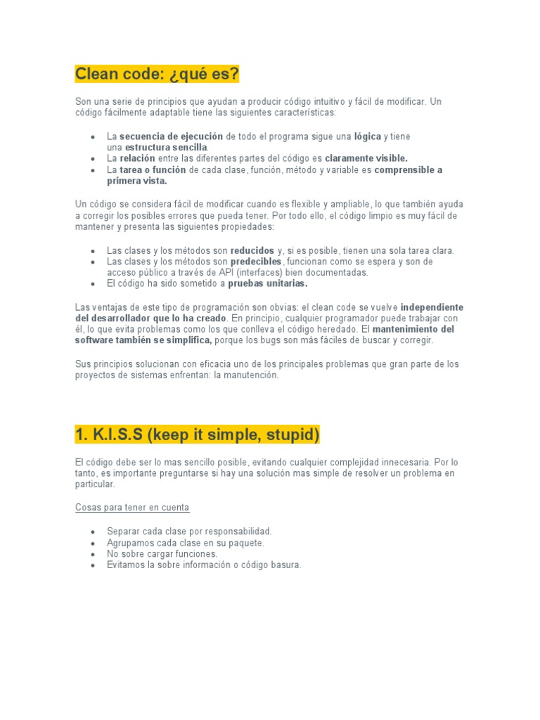 Principios de Clean Code: Guía SEO | PDF | Programación de computadoras ...