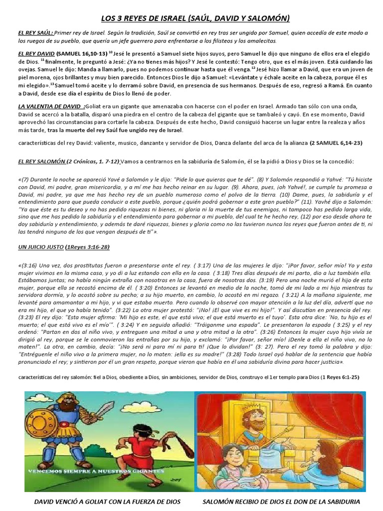 Los Tres Reyes de Israel: Saúl, David y Salomón | PDF | David | Saulo