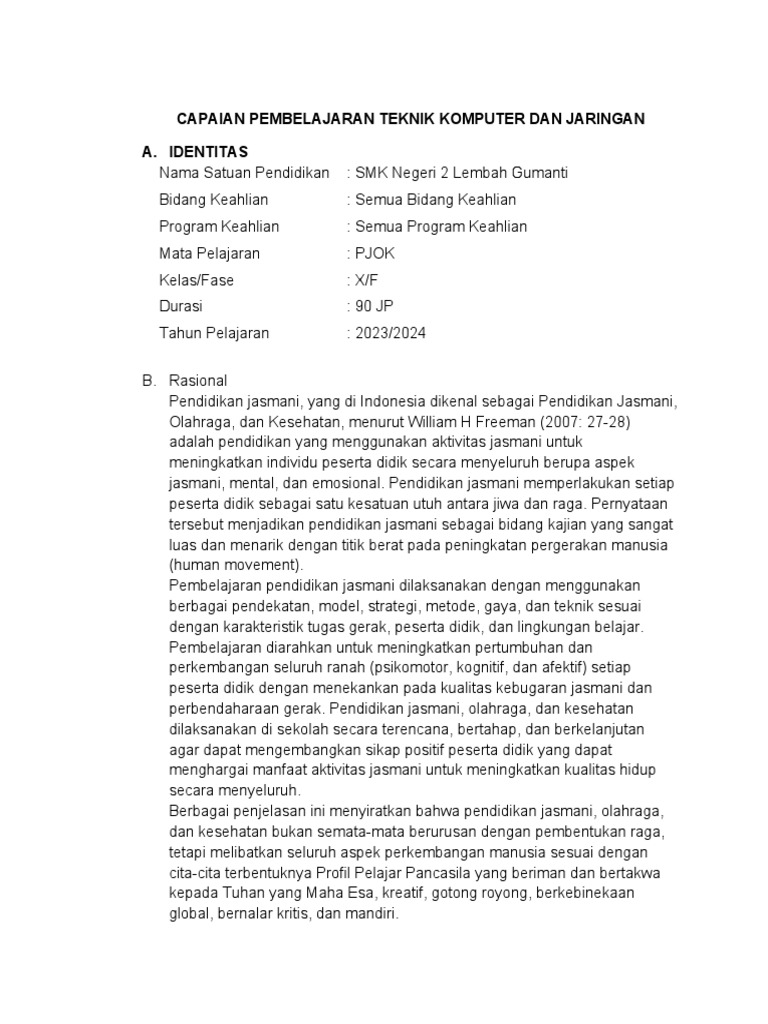 CP Pjok (Fase F) | PDF