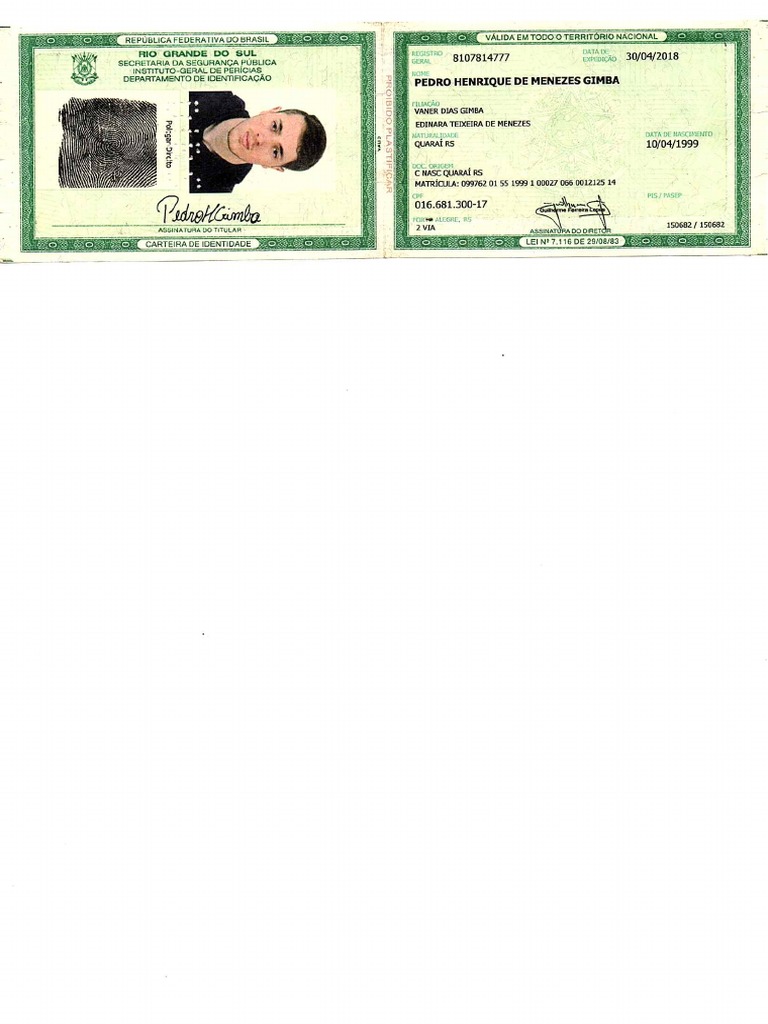 Identidade e CPF | PDF