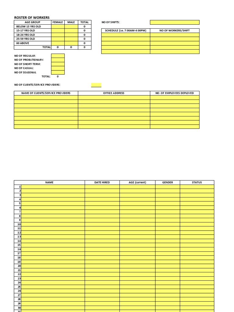 12. Roster of Workers-please Accomplish This Form | PDF