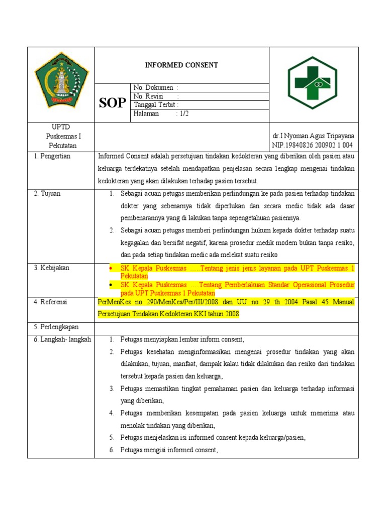 Sop INFORMED CONSENT | PDF