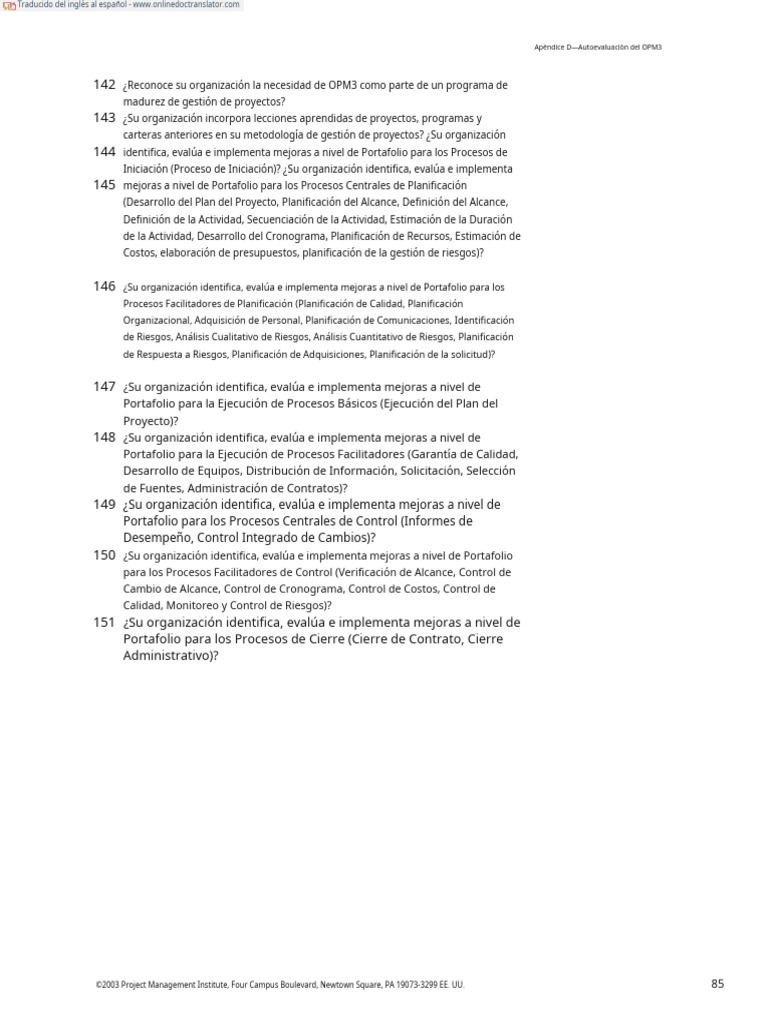 OPM3 - PMI-101-150.en - Es | PDF | Planificación | Evaluación