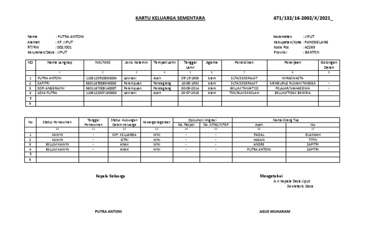 Master Kartu Keluarga | PDF