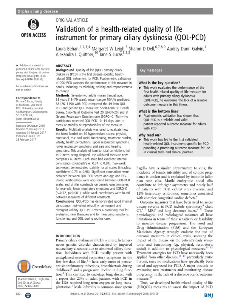 Validation of A Health-Related Quality of Life | PDF | Validity ...