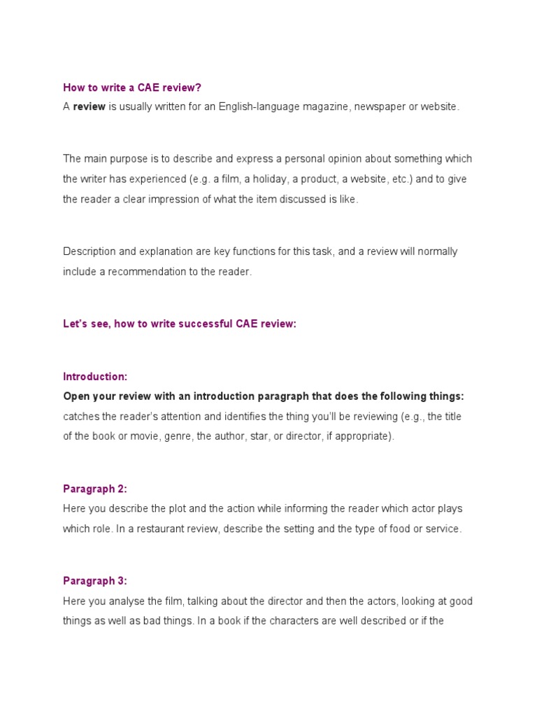 How To Write A CAE Review | PDF | Books | Human Communication