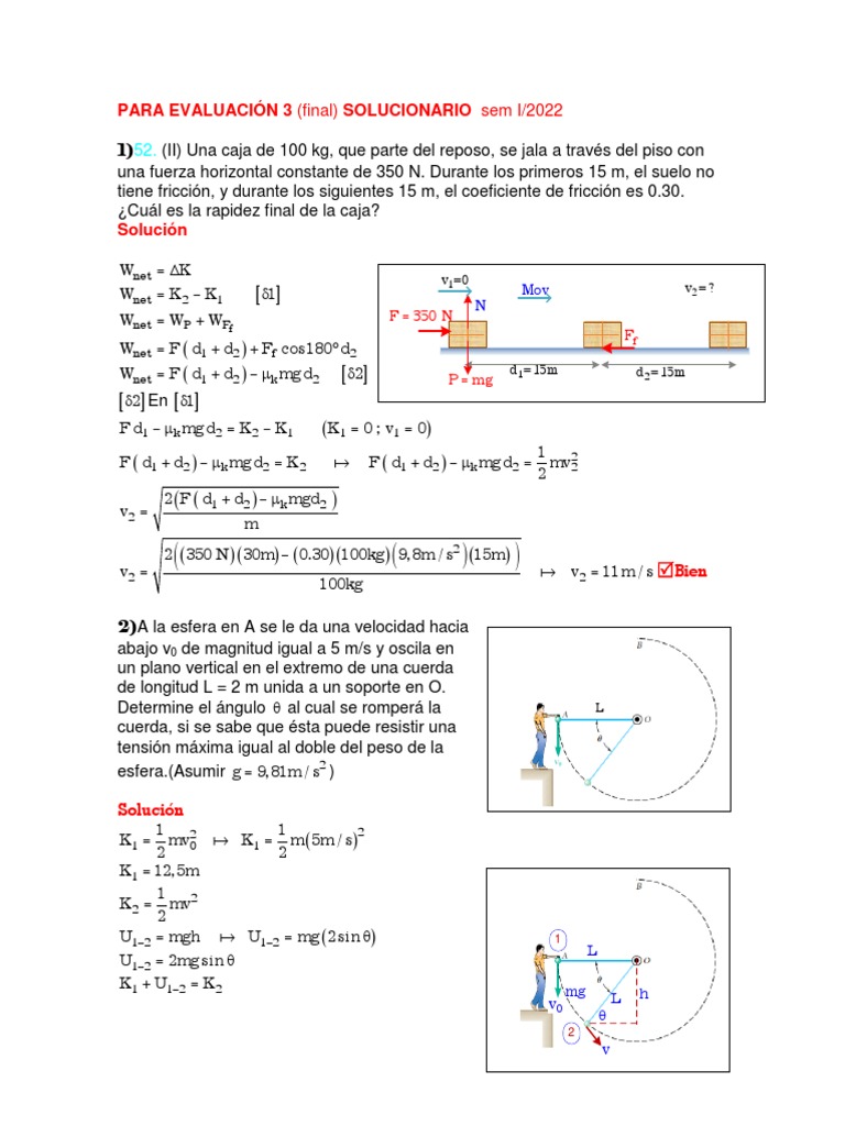 Evaluacion 3 Final Solucionario Sem I 2022 | PDF | Física Aplicada e Interdisciplinaria ...