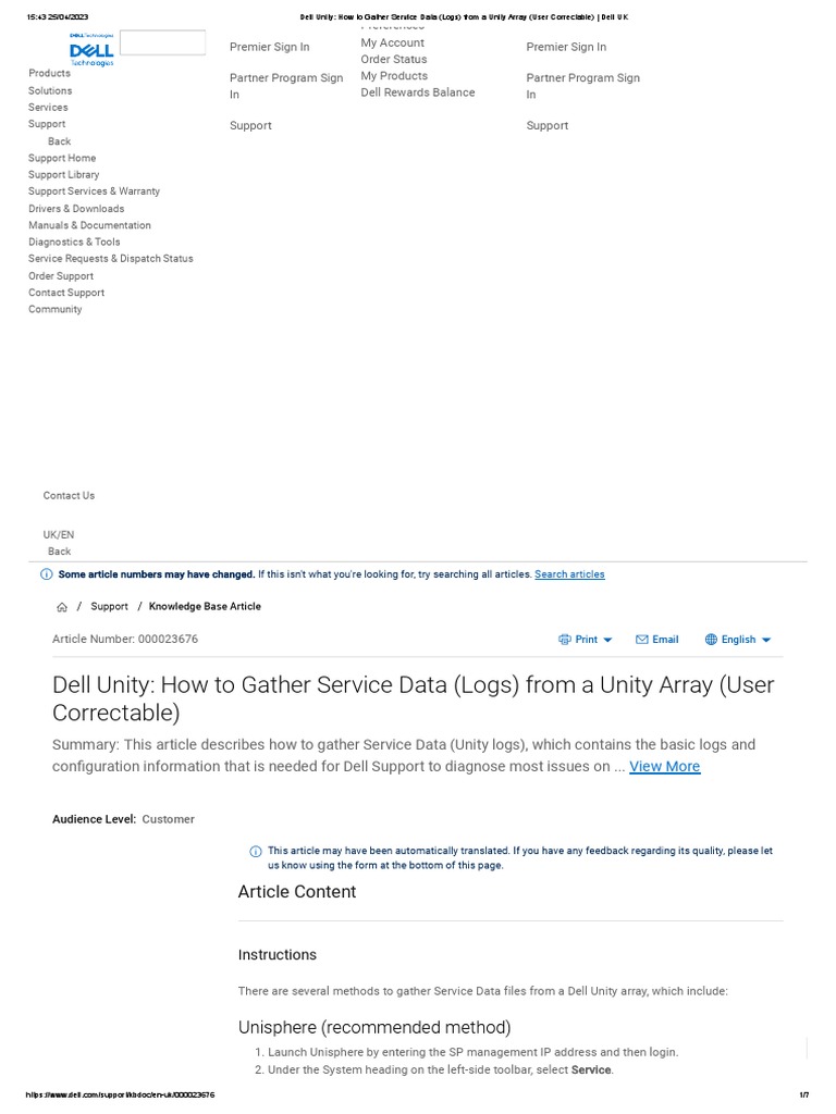 Dell Unity - How To Gather Service Data (Logs) From A Unity Array (User Correctable) - Dell UK ...
