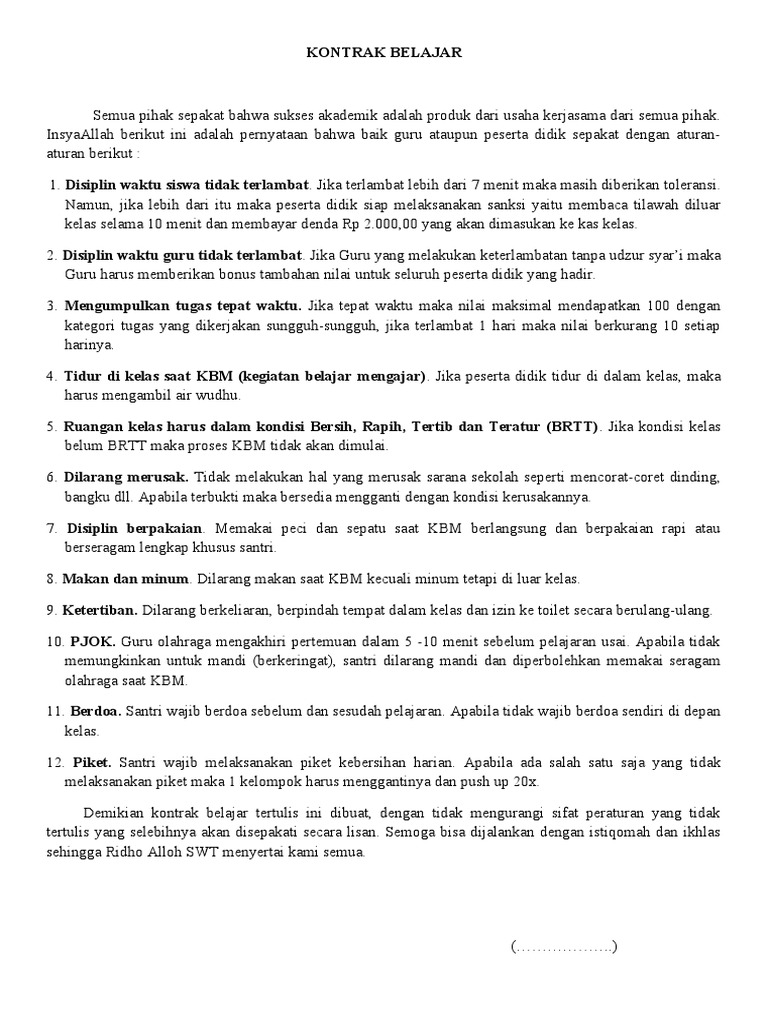 Kontrak Belajar | PDF
