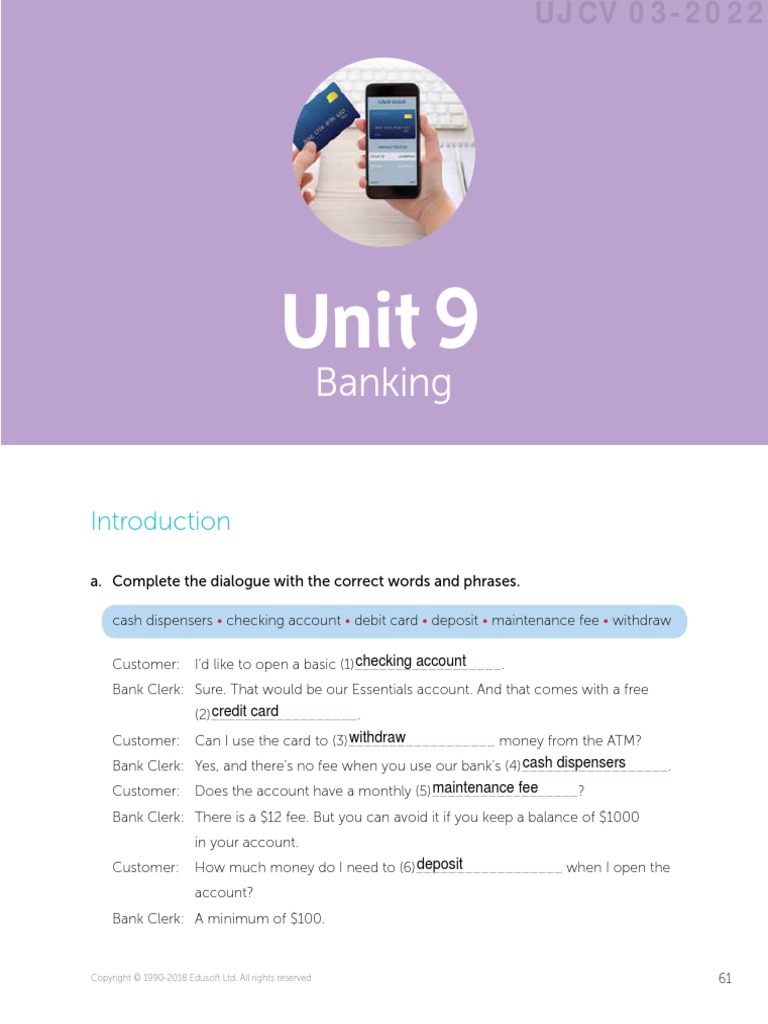 Workbook Unit9 | PDF | Banks | Transaction Account