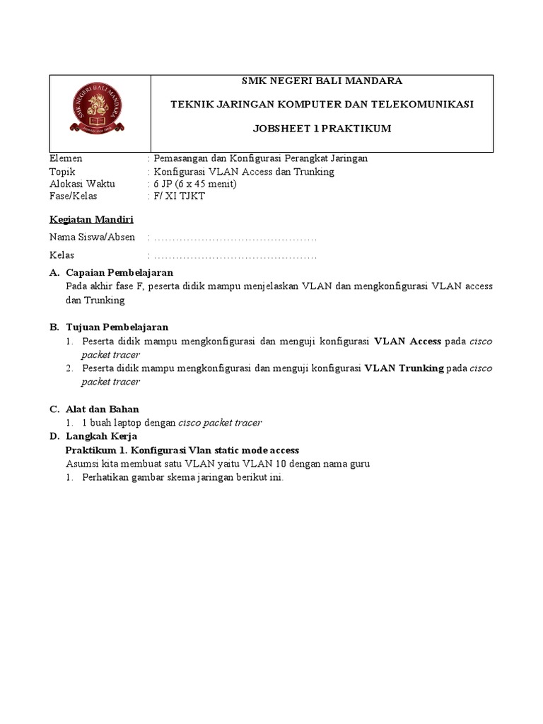 Mode VLAN: Access dan Trunking | PDF | Teknologi & Rekayasa