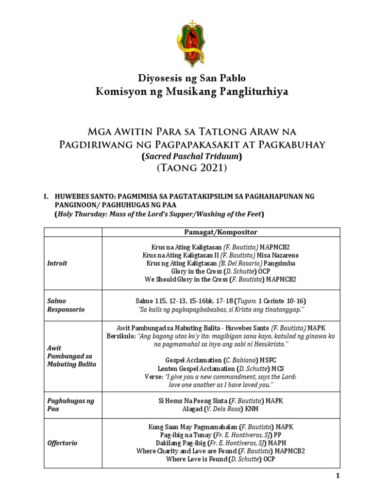Sacred Paschal Triduum 2021 DCLM San Pablo | PDF